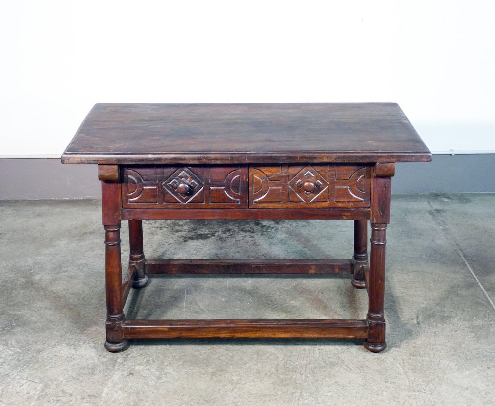 Writing Table with Two Drawers in Walnut, 1800s for sale at Pamono