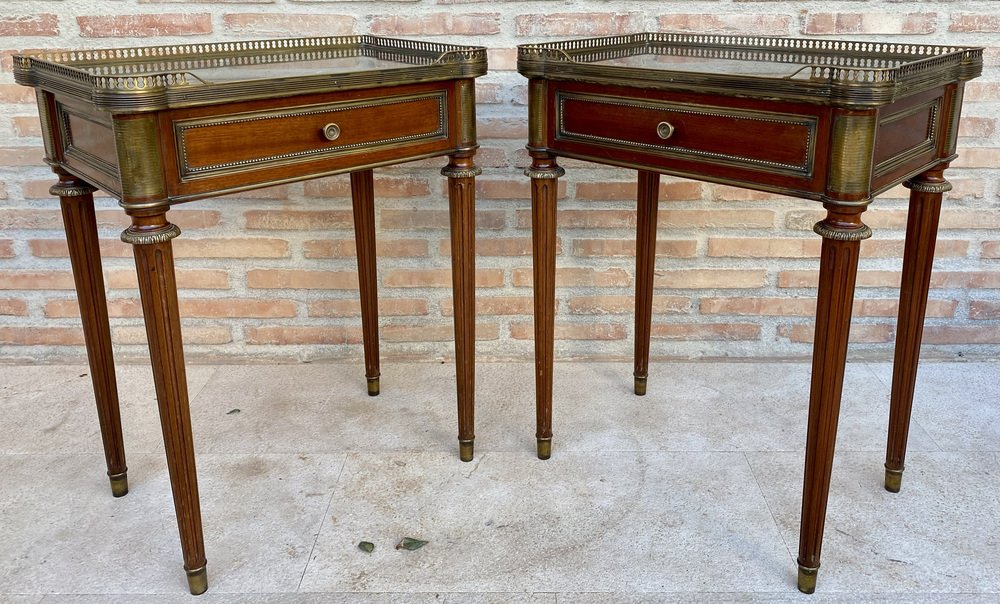 Neoclassical Mahogany Bedside Tables, 1920s, Set of 2 for sale at Pamono