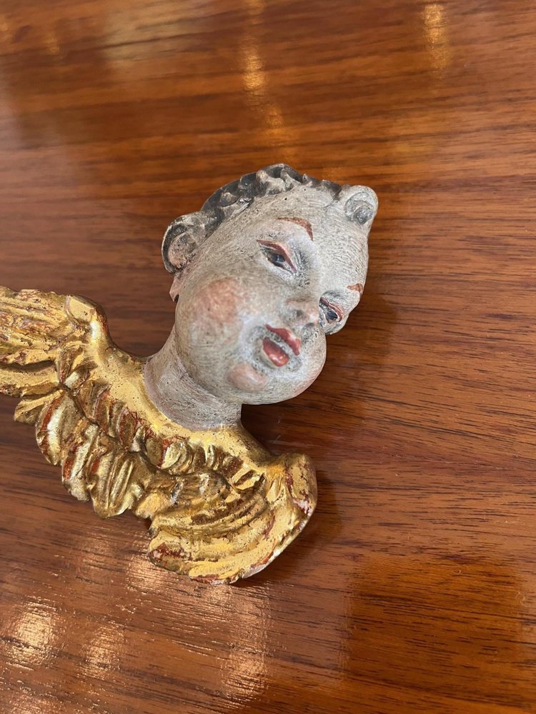 Winged Angel Head in Wood for sale at Pamono