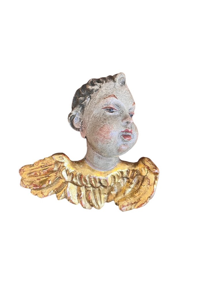 Winged Angel Head in Wood for sale at Pamono