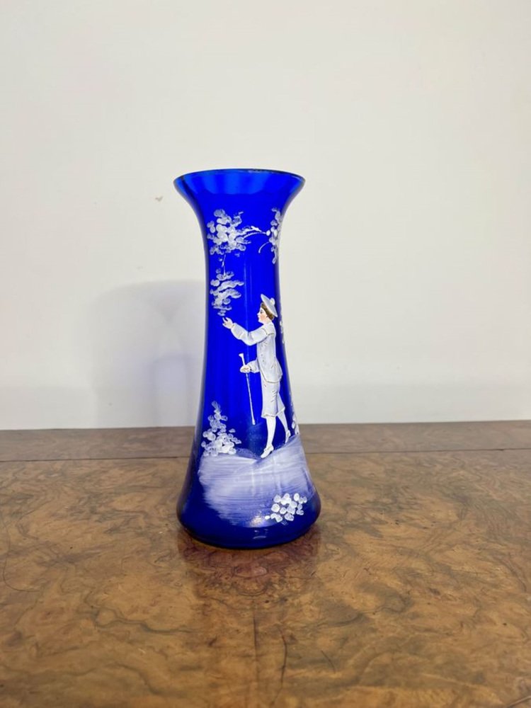 Antique Mary Gregory Blue Glass Vase, 1890 for sale at Pamono