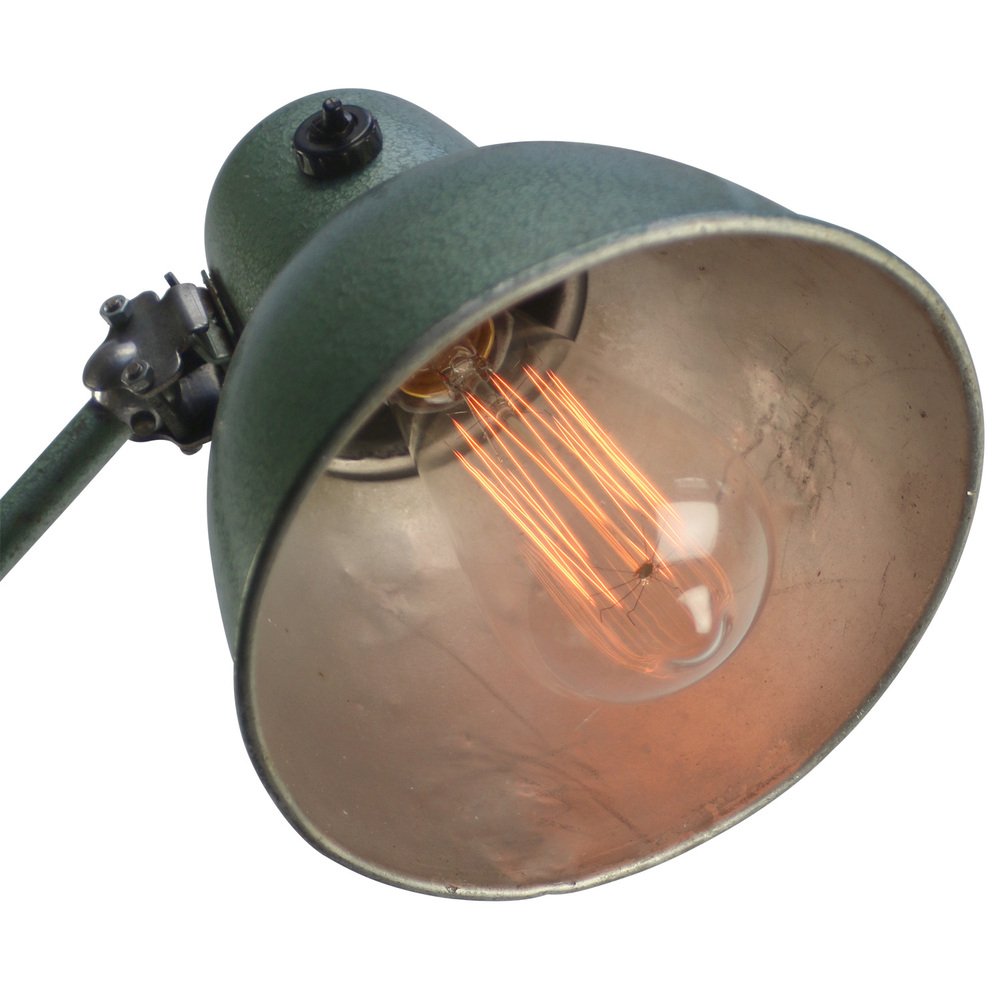 Vintage Industrial Green Metal Machinist Table Light for sale at Pamono