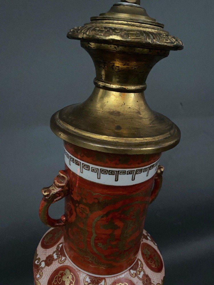 19th Century Japanese Porcelain Lamp Base with Bronze and Birds for ...