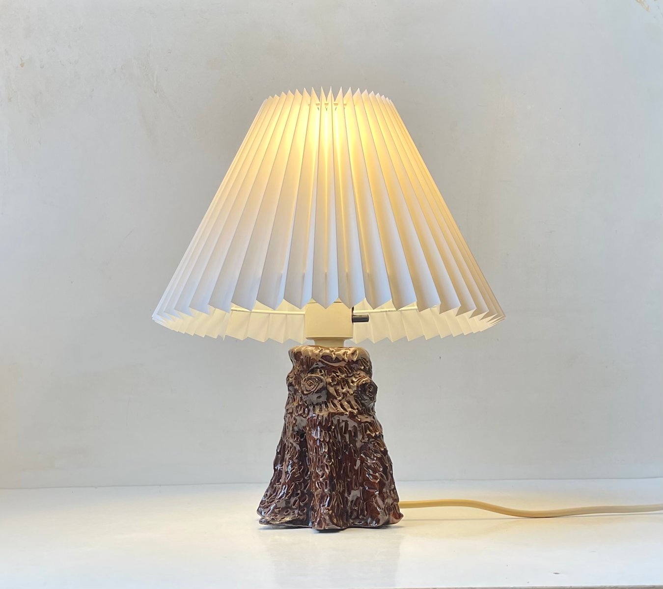 Vintage Tree Trunk Table Lamp in Glazed Ceramic, 1970s for sale at Pamono