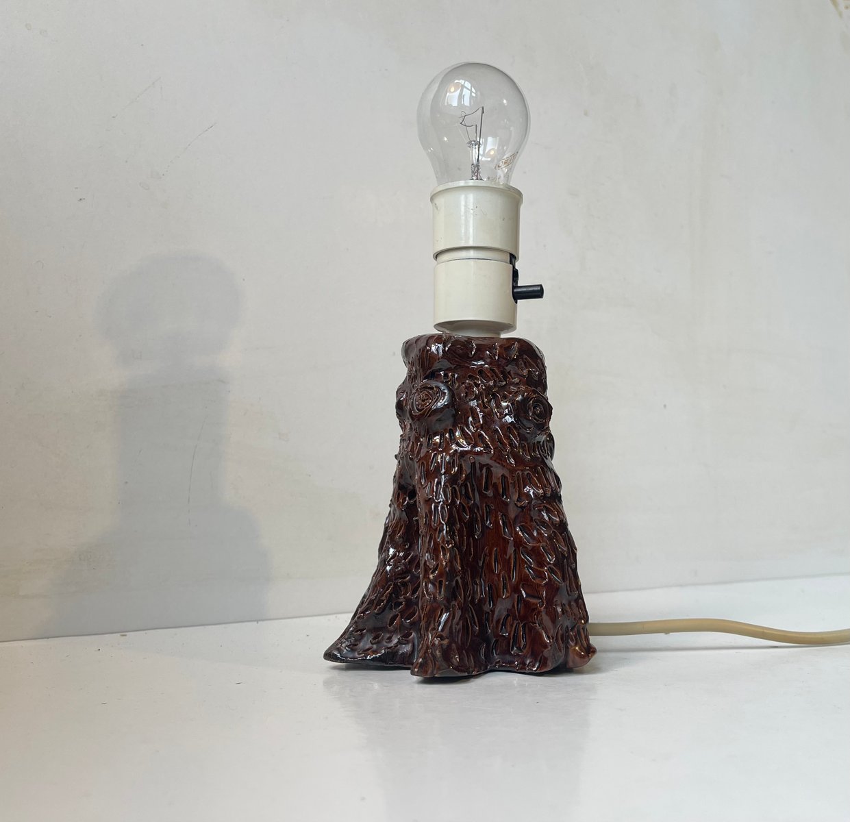 Vintage Tree Trunk Table Lamp in Glazed Ceramic, 1970s for sale at Pamono