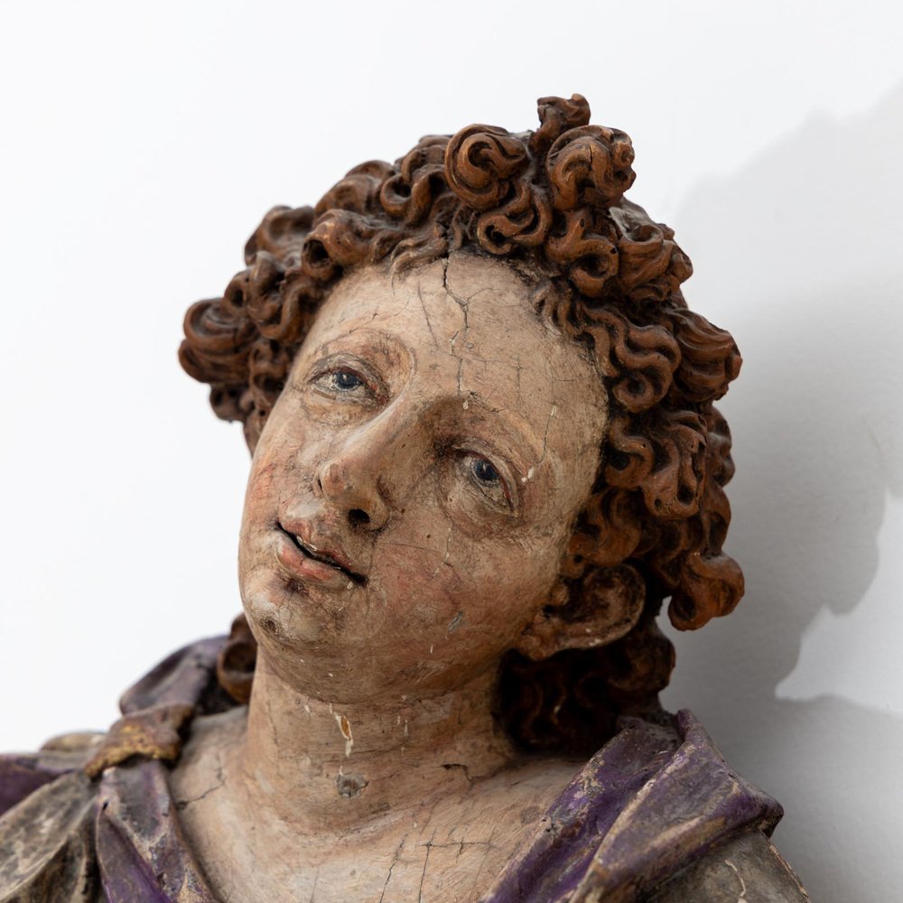 Baroque Artist, Angel with Scroll, 18th Century, Wood for sale at Pamono