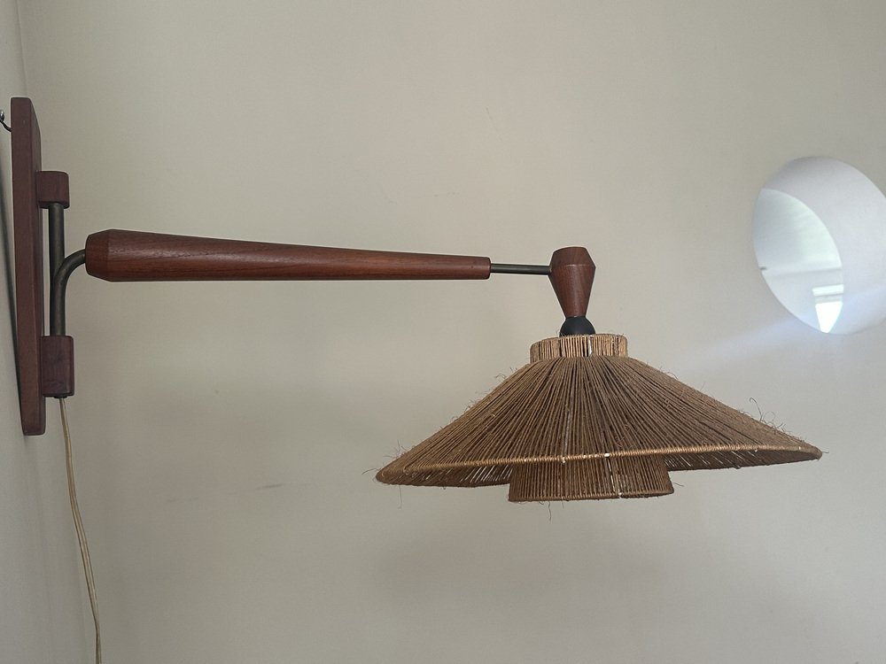 Tell Teck Telege and Vintage Temde Leuchten Design 1960s Teak and Brass ...