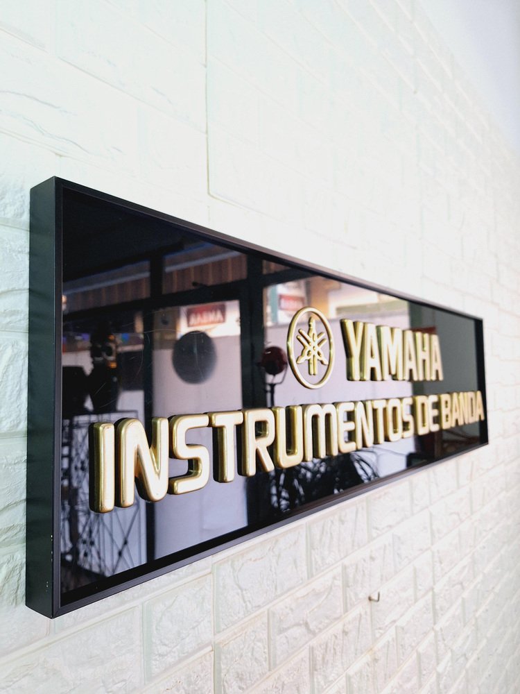 Yamaha Musical Instruments Product Sign in Black and Gold, 1980s for ...