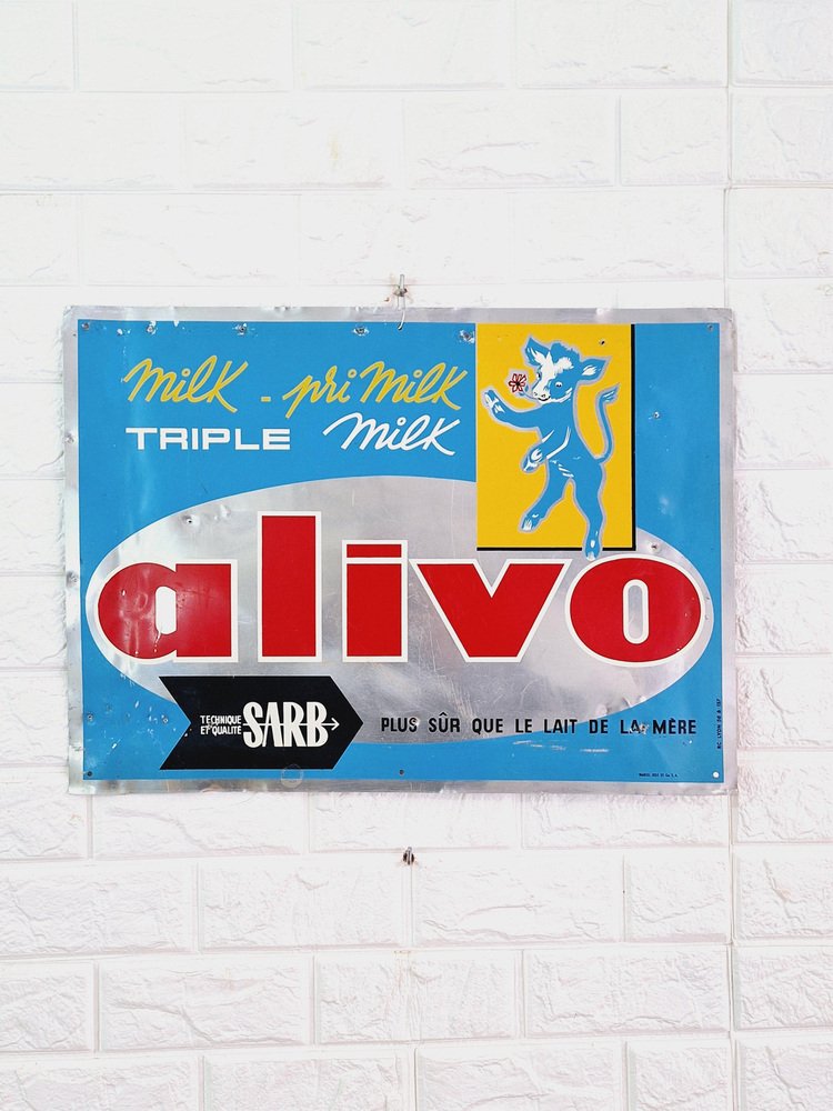 Alivo Milk Shop Advertisement Sign, 1970s for sale at Pamono