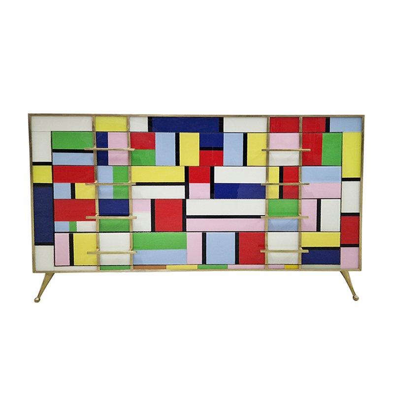 Commode with 4 Glass Drawers, 1980s for sale at Pamono