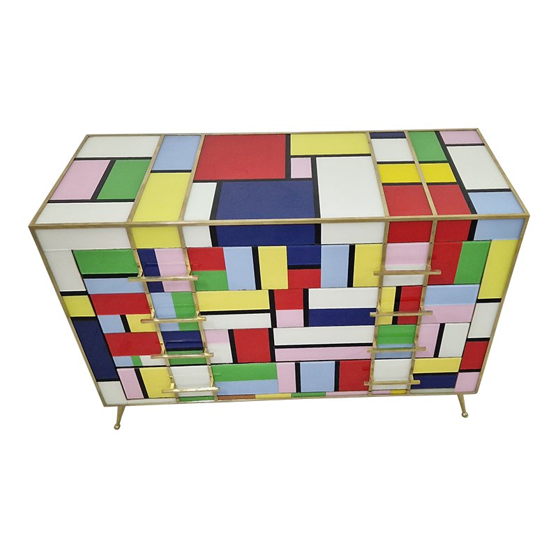 Commode with 4 Glass Drawers, 1980s for sale at Pamono