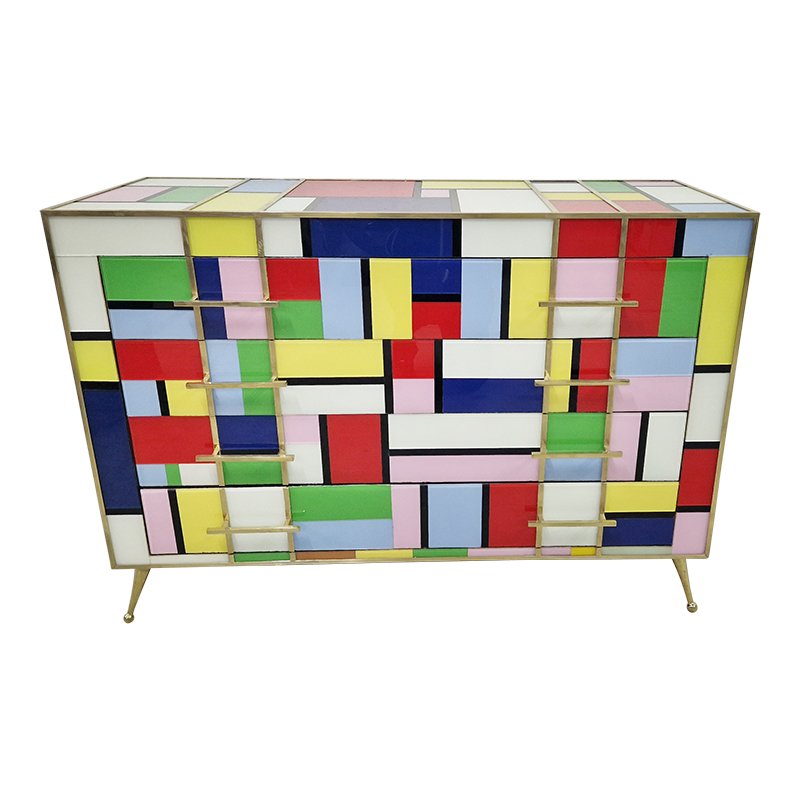 Commode with 4 Glass Drawers, 1980s for sale at Pamono