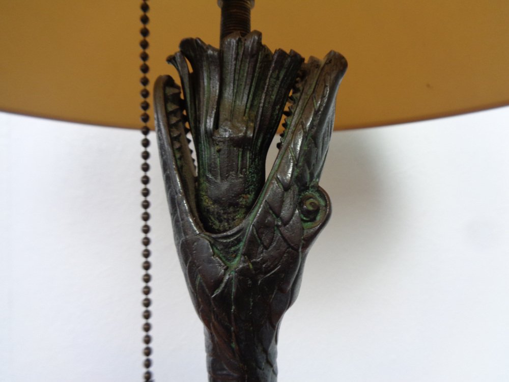 Art Deco Snake Bonze Table Lamp, France, 1920s for sale at Pamono