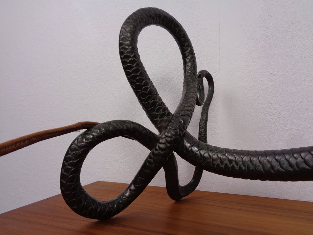 Art Deco Snake Bonze Table Lamp, France, 1920s for sale at Pamono