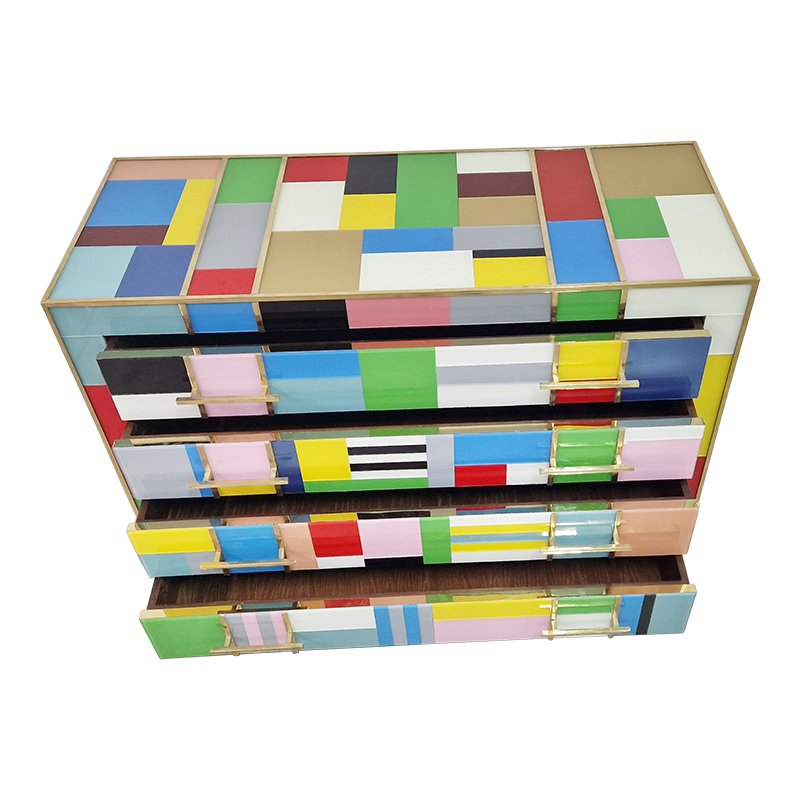 Commode with 4 Glass Drawers, 1990s for sale at Pamono