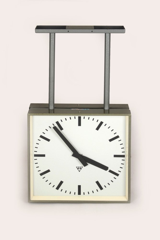 Large Double-Sided Railway Clock from Pragotron, 1980s for sale at Pamono