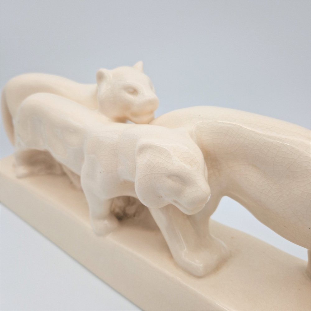 Large Art Deco Lion Figurine, 1930s for sale at Pamono