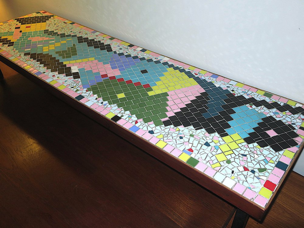 Table Basse Mid-Century Patchwork en Carrelage de Céramique, 1960s en ...