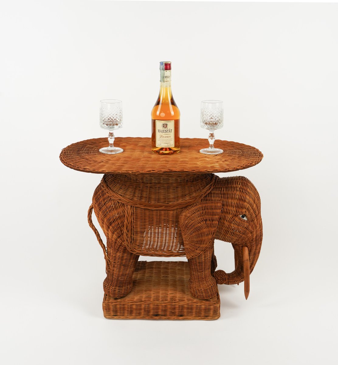 Rattan and Wicker Elephant Coffee Table, 1960s for sale at Pamono