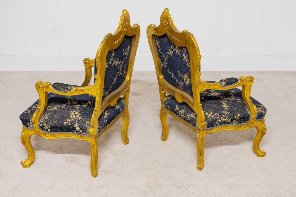 French Rococo Carved Armchairs, 1920s, Set of 2 for sale at Pamono