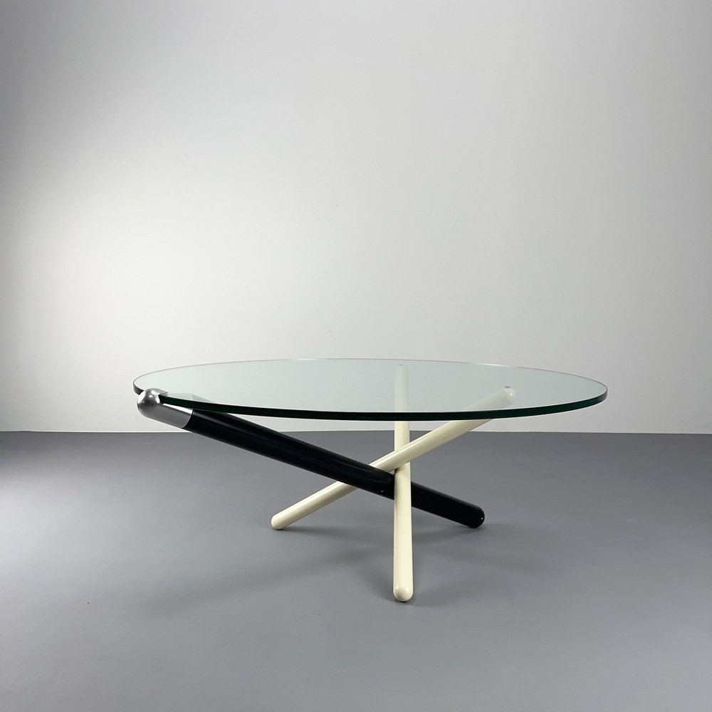 Postmodern Coffee Table with Black and White Frame and Heavy Glass ...