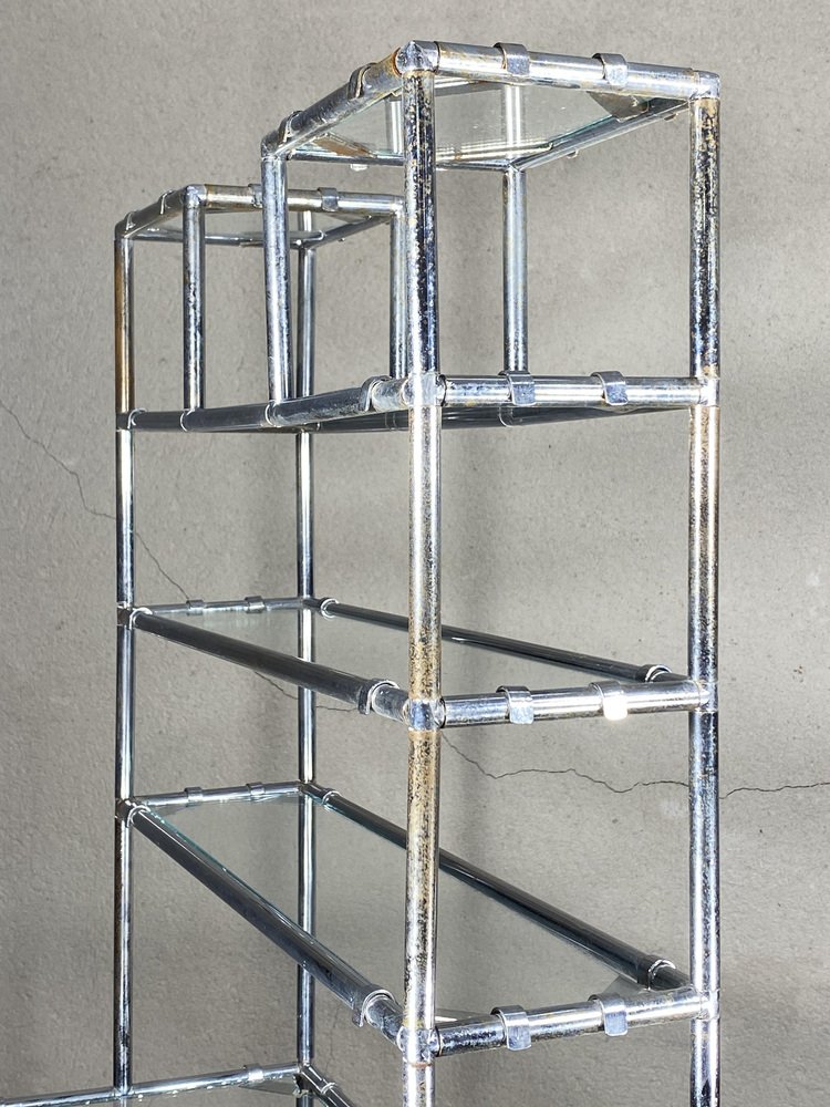 Chromed and Glass Tubular Metal Medical Shelf, 1970s for sale at Pamono