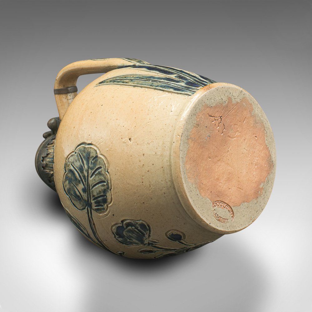 English Victorian Ceramic and Silver Flagon by Arthur Barlow for sale ...