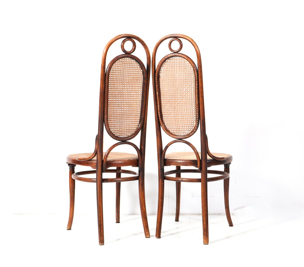 Art Nouveau Modell 17 Stühle aus Buche mit hoher Rückenlehne von ...