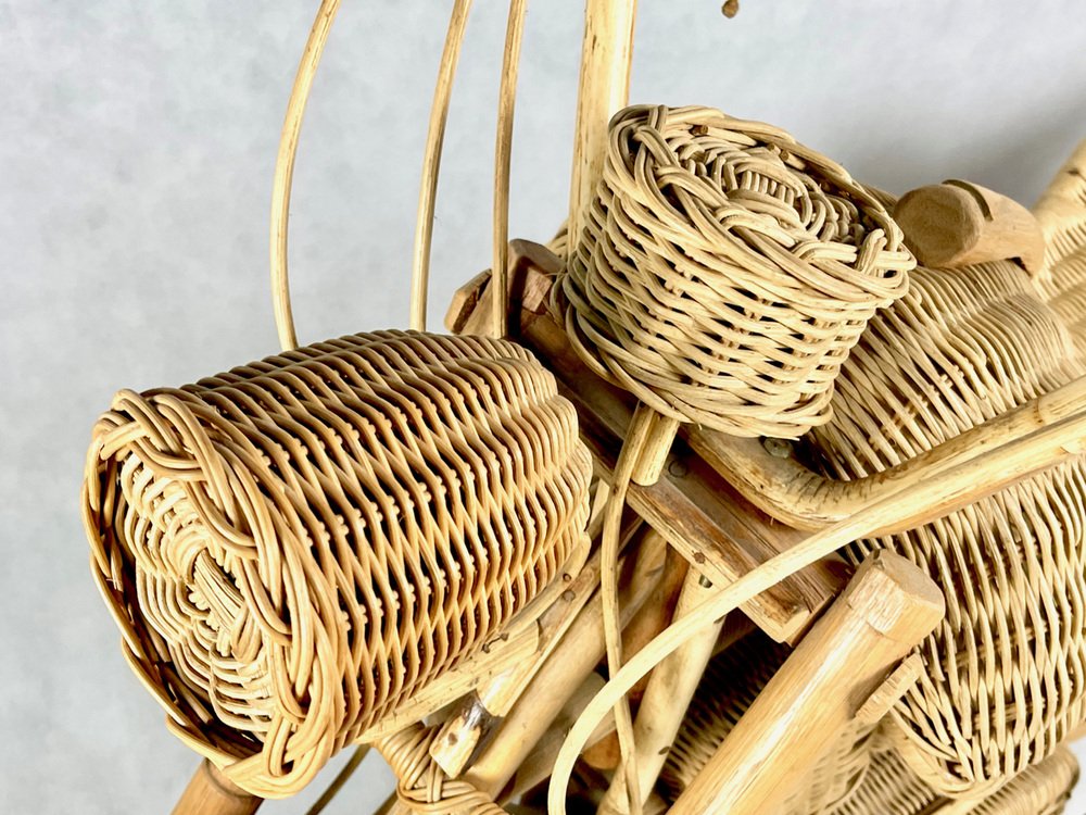 Full Size Wicker & Bamboo Harley Davidson Motorcycle attributed to Tom ...