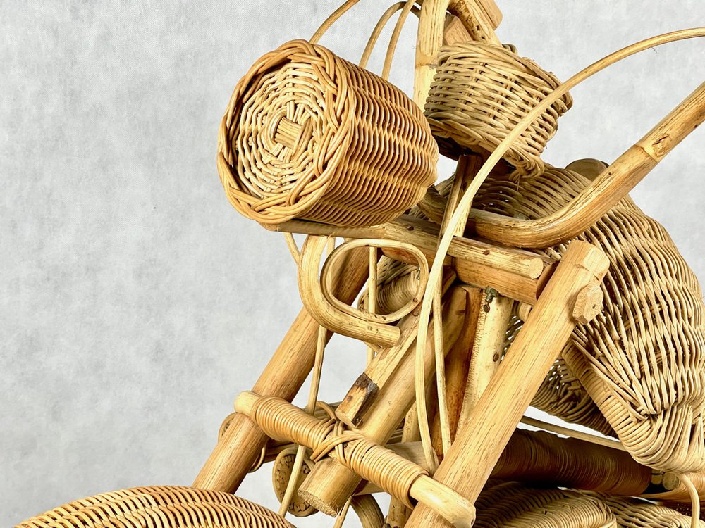 Full Size Wicker & Bamboo Harley Davidson Motorcycle attributed to Tom ...