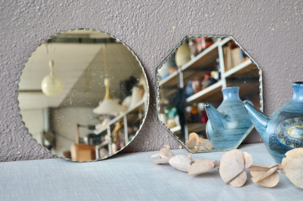 Small Octagonal and Round Beveled Mirrors, 1950s, Set of 2 for sale at ...