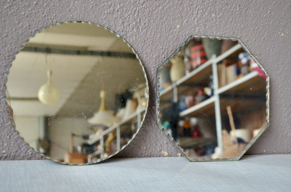 Small Octagonal and Round Beveled Mirrors, 1950s, Set of 2 for sale at ...