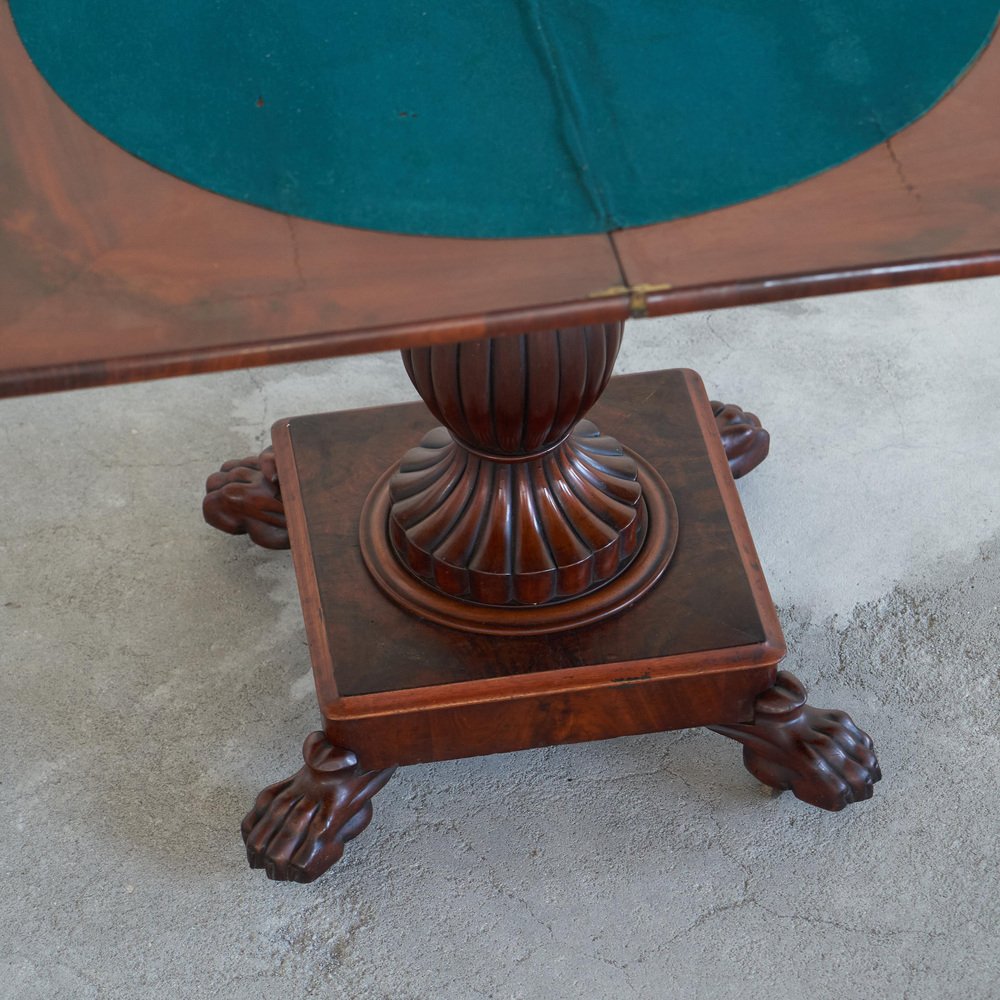 Antique Folding Pedestal Card Table, 19th Century for sale at Pamono