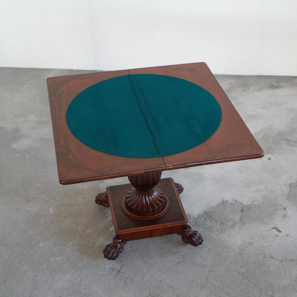 Antique Folding Pedestal Card Table, 19th Century for sale at Pamono