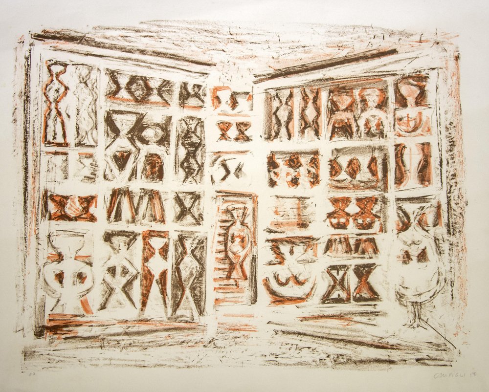 Massimo Campigli, Fenster, Lithographie, 1959 bei Pamono kaufen