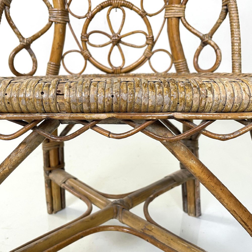 Antique Italian Rattan Chair, 1890s for sale at Pamono