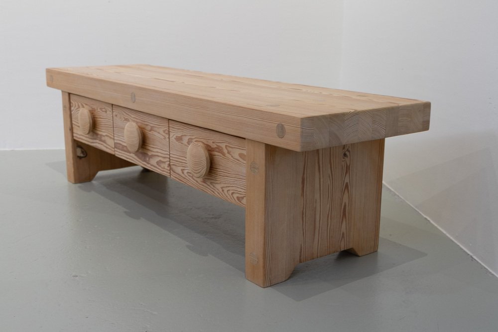 Set of Swedish Modern Pine Bench and Mirror by Ruben Ward for Fröseke ...