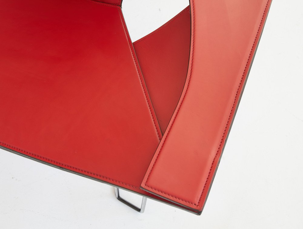 Leather Chair with Lacquered Metal by Jacques Harold Pollard for Matteo ...