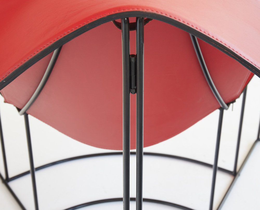 Leather Chair with Lacquered Metal by Jacques Harold Pollard for Matteo ...