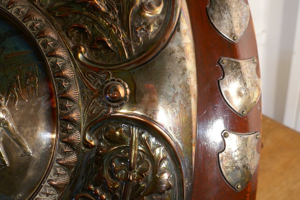 Art Nouveau Sheffield Plate Cricket Trophy Shield by Walker Hall and ...