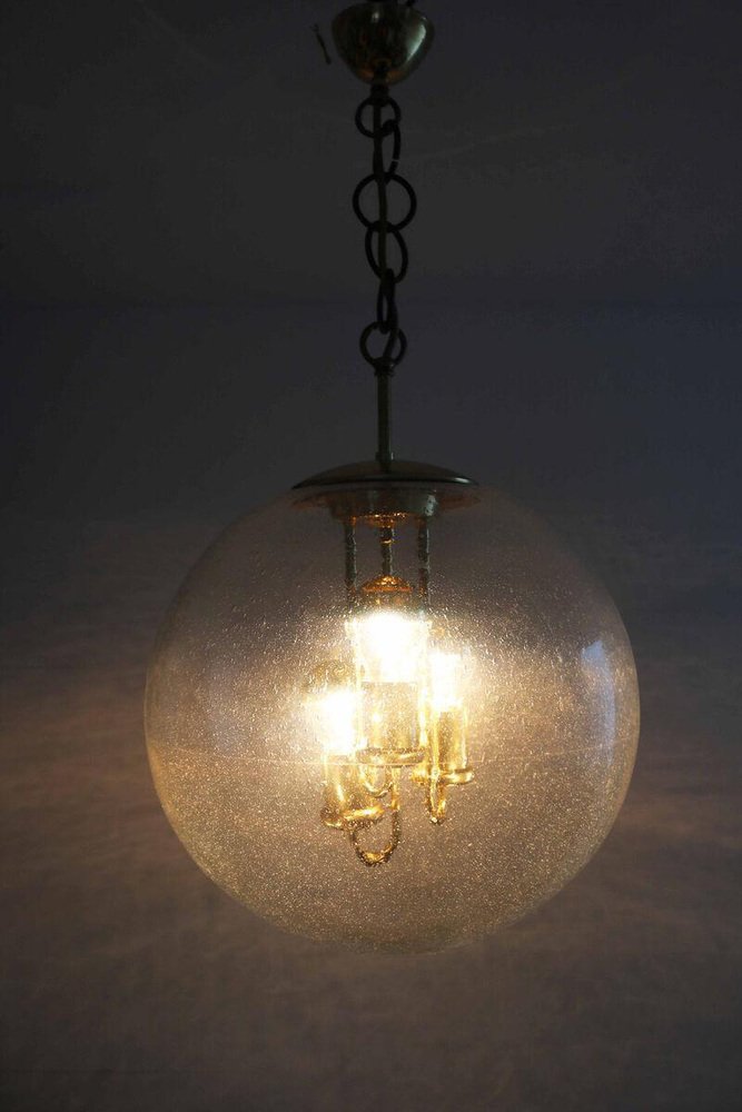Space Age Sputnik Brass and Glass Globe Pendant Lamp from Doria, 1970s ...