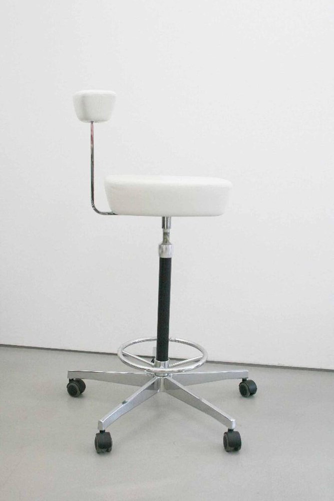 Perch Swivel Stool in White Leather by George Nelson for Vitra, 2004 ...