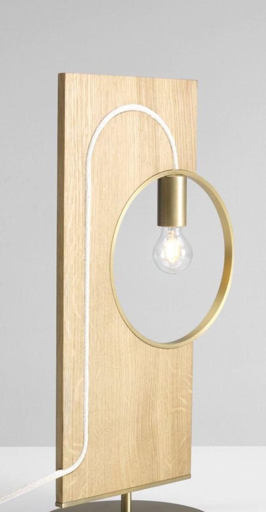 Wood and Brass Loop Table Lamp by Filip Janssens for sale at Pamono