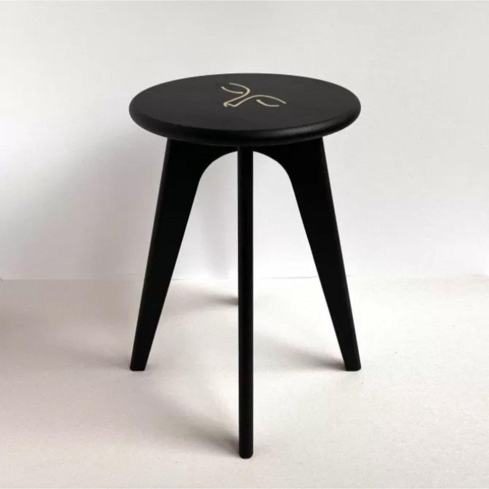 Face Design Black Stained Ash ASSY Stool by Mademoiselle Jo for sale at ...