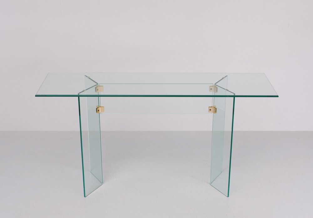 Leon Rose Glass Console Table, France, 1972 for sale at Pamono