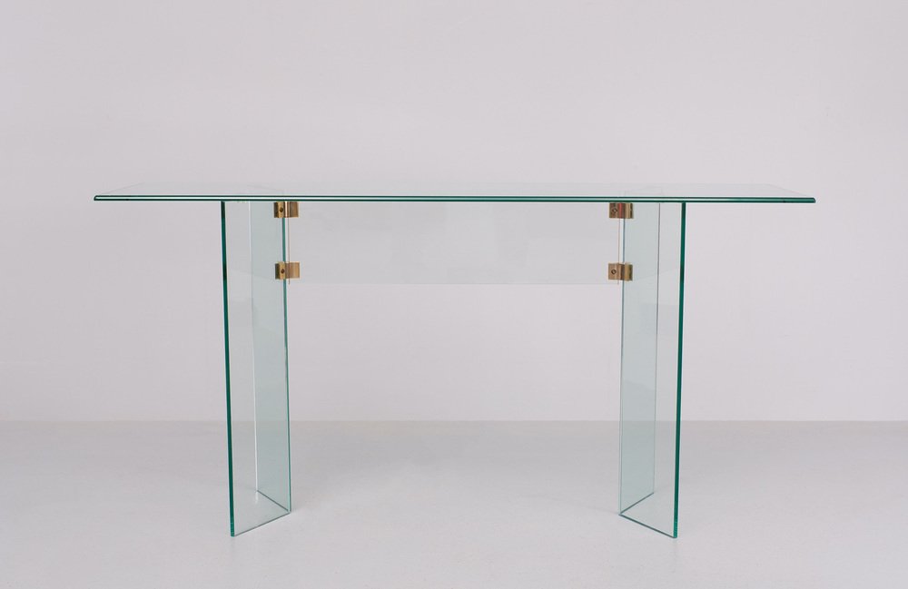 Leon Rose Glass Console Table, France, 1972 for sale at Pamono