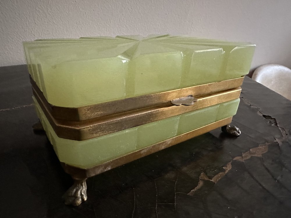 19th Century French Opaline Glass Box in Pistachio Green, 1880s for ...