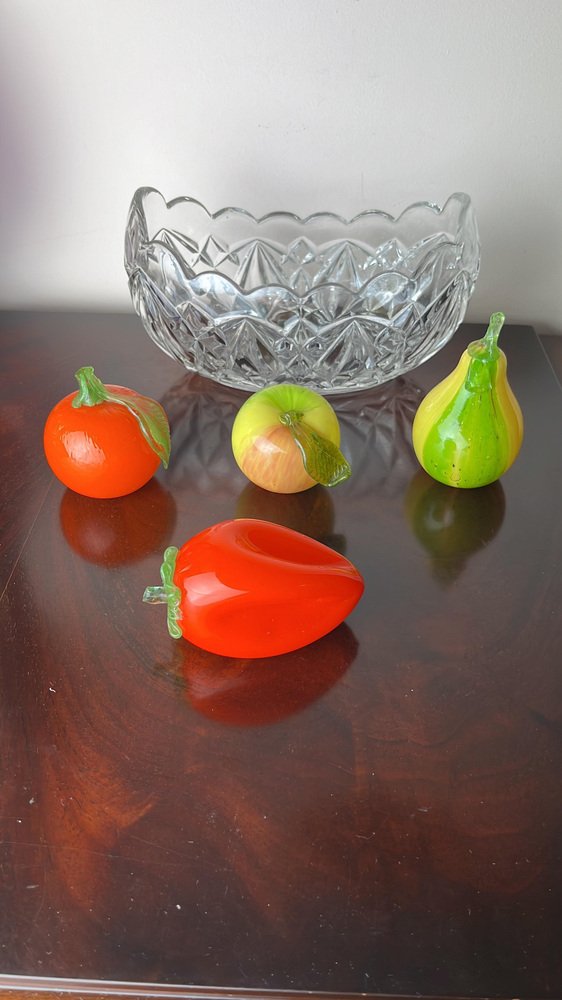 Glass Bowl with Fruits, Italy, 1960s, Set of 5 for sale at Pamono
