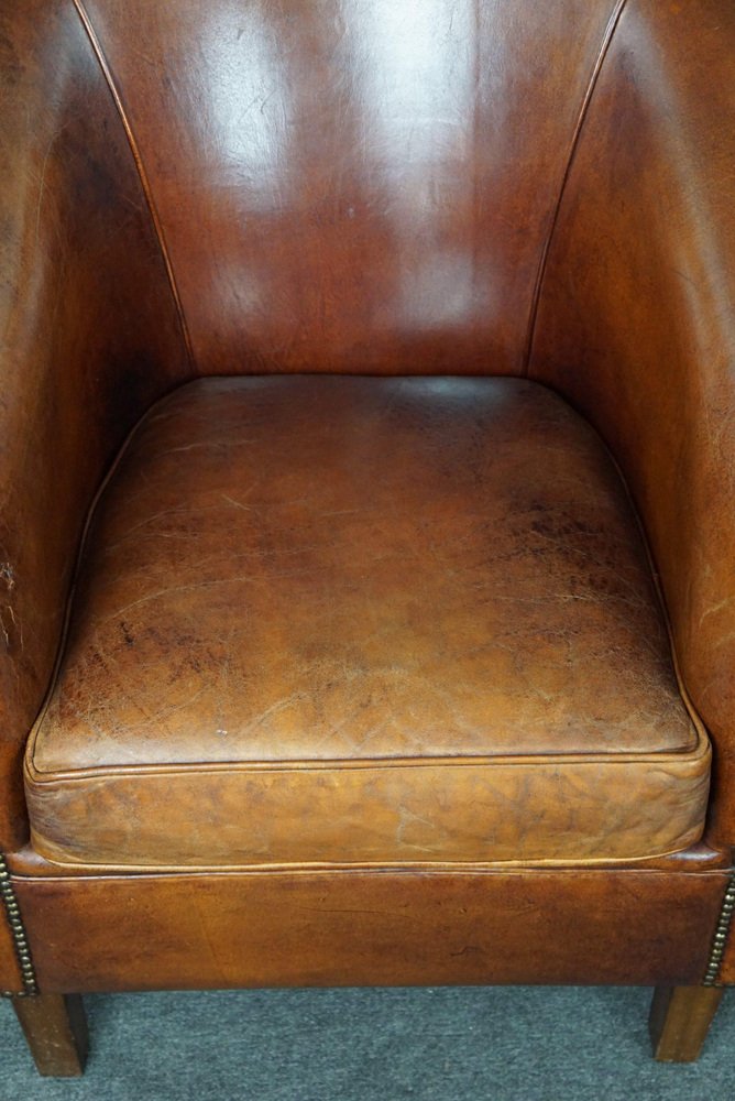 Leather Club Chair in Cognac Color for sale at Pamono