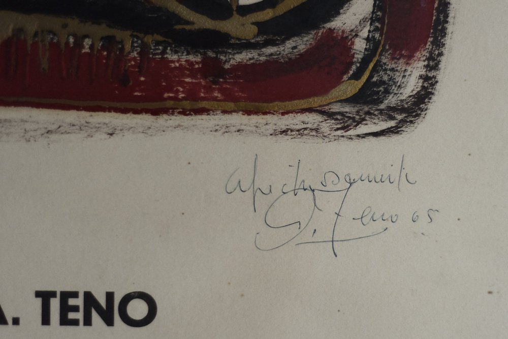 Exhibition Poster by Aurelio Teno, Denmark, 1965, Framed for sale at Pamono